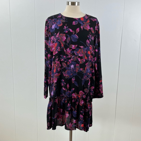 Allison Joy | Dresses | Allison Joy Evereve Black Floral Ruffle Dress ...